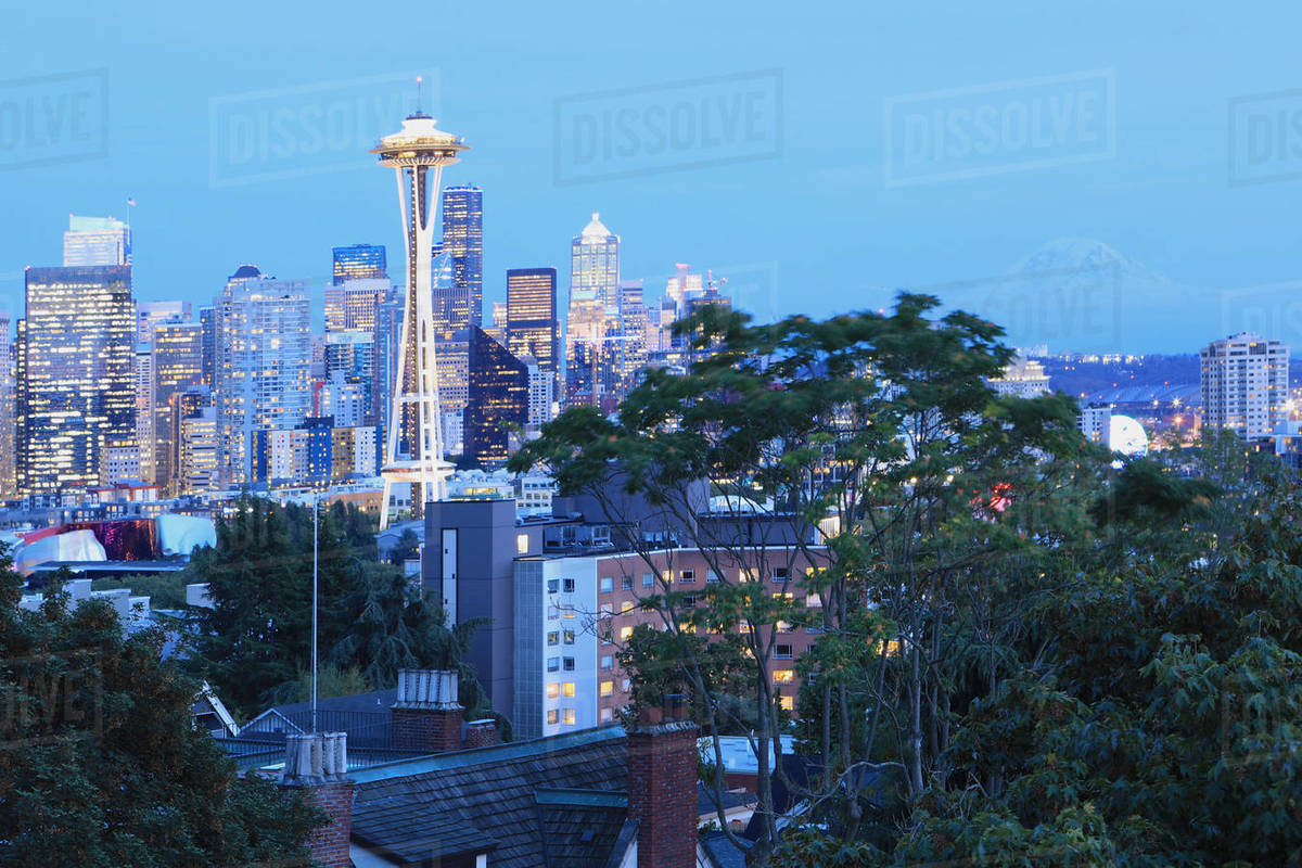 The Seattle, Washington cityscape at twilight - Royalty-free Stock ...