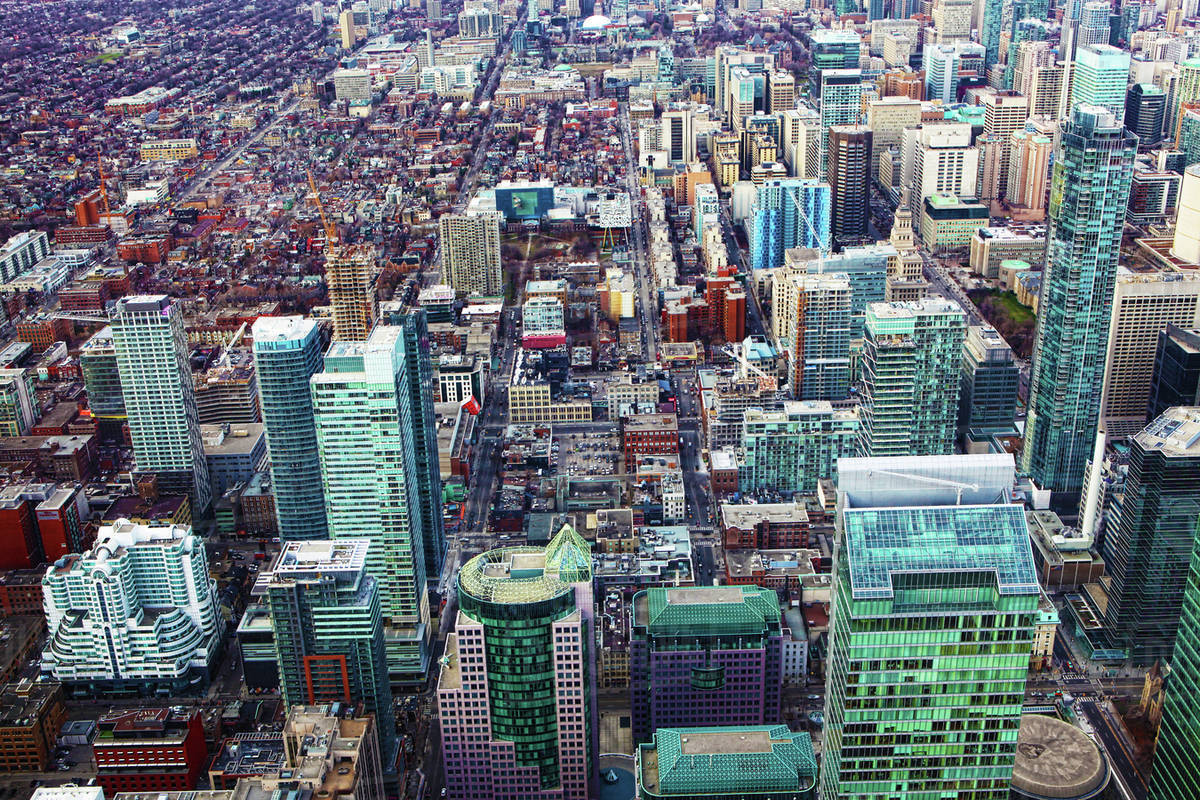 Aerial view of a cluster of Toronto office buildings - Royalty-free ...