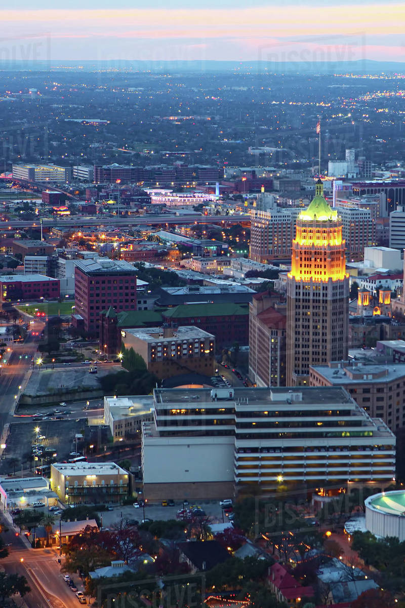 A Vertical of San Antonio, Texas city center at sunset - Royalty-free ...
