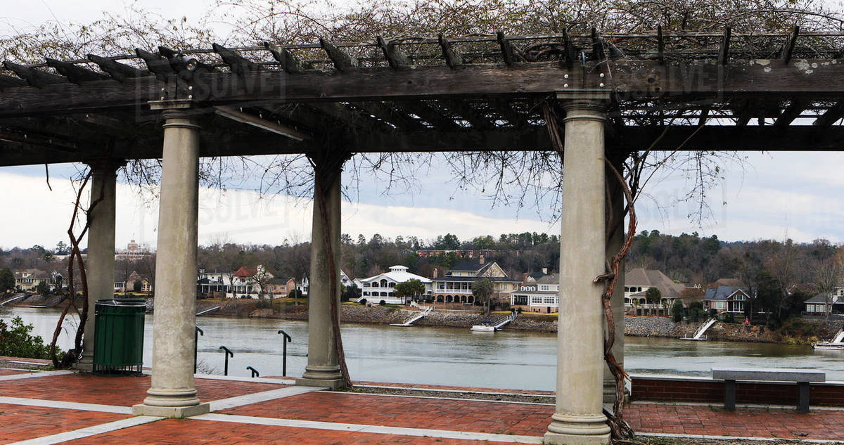 An Augusta, Georgia Riverwalk view by Savannah River - Royalty-free ...