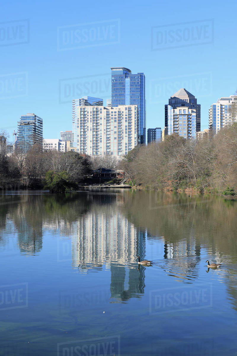 A Vertical of Atlanta, Georgia city center and reflections - Royalty ...