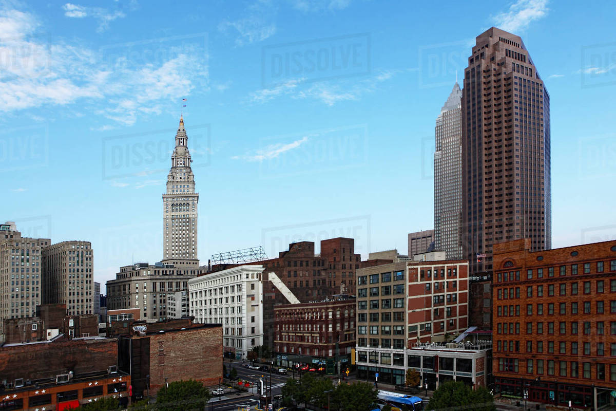 View of the city center in Cleveland on a summer day - Royalty-free ...