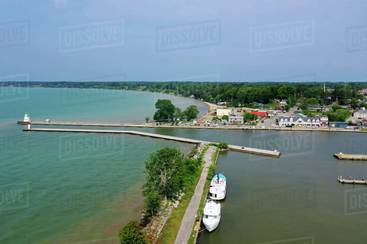 An aerial view of Port Dover, Ontario, Canada waterfront - Royalty-free ...