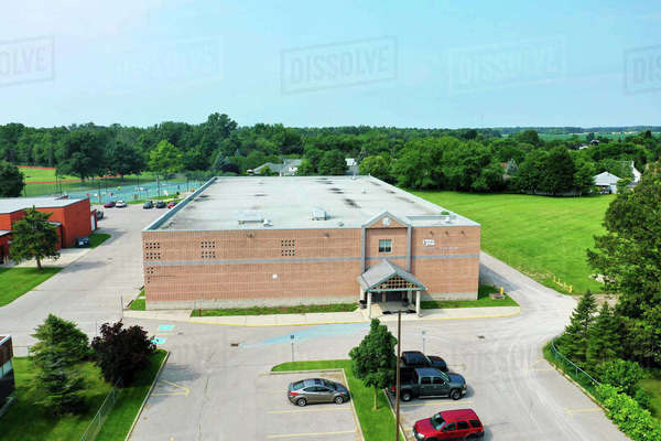 An aerial of the Port Arena in Ontario, Canada - Stock Photo - Dissolve