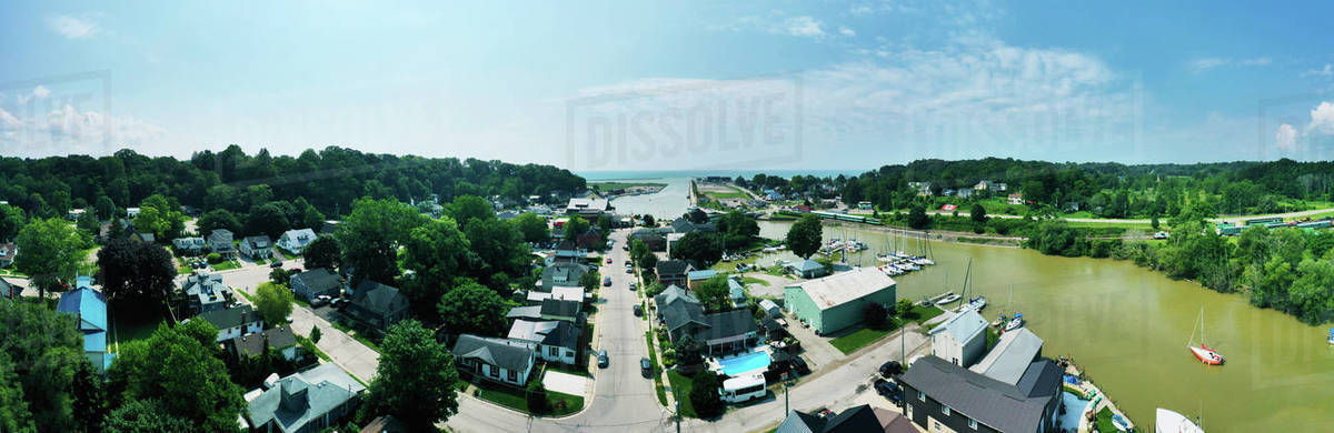 An aerial panorama of Port Stanley, Ontario, Canada - Royalty-free ...