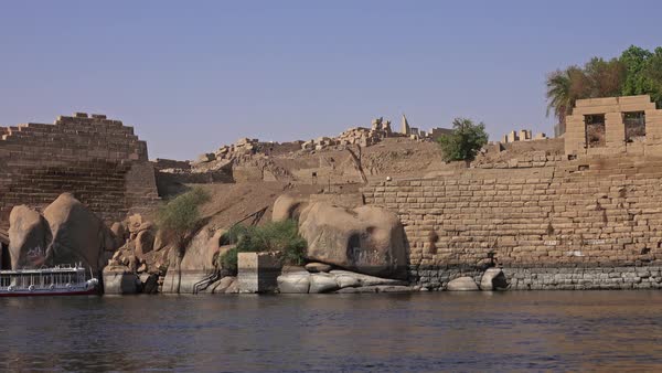 View from boat sailing along the Nile River in Aswan, 4k - Stock Video ...