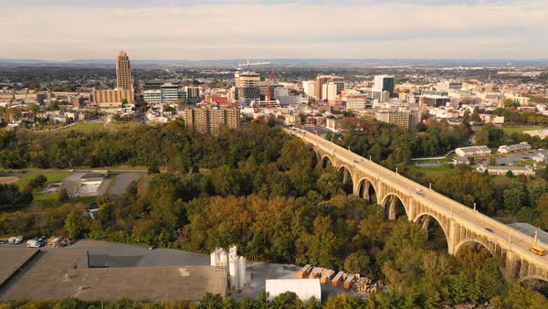 Over Allentown Pennsylvania Downtown City Center Urban Skyline - HD ...