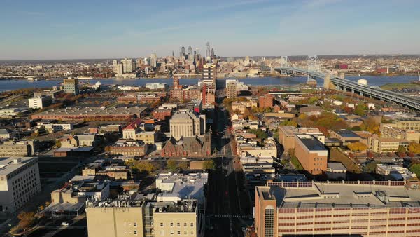 Aerial View Camden New Jersey Downtown City Skyline Philadelphia in the ...