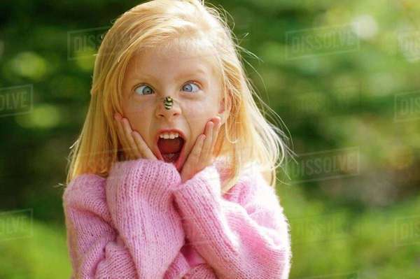 Child Screams At Bee - Royalty-free Stock Photo | Dissolve