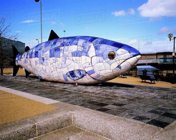 The Big Fish, Laganside, Belfast, Ireland - Stock Photo - Dissolve