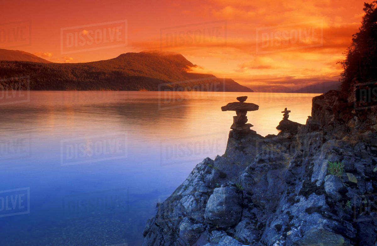 Mountains And Water, Shuswap Lake, British Columbia, Canada - Royalty ...