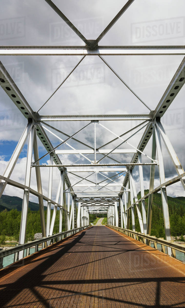 Metal Bridge over the Racing River, Alaska Highway, West of Fort Nelson ...