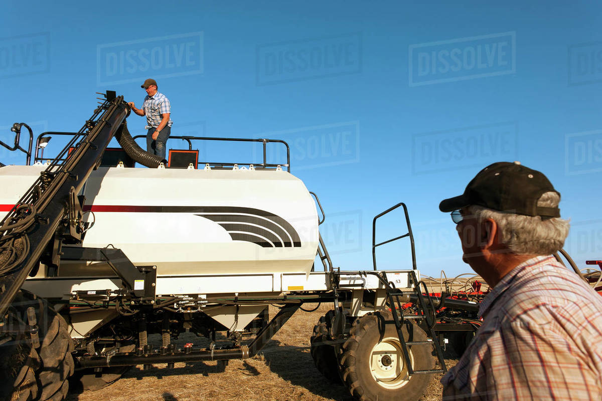 Farmers With Heavy Farm Machinery Ready To Plant Lentils In Williams ...