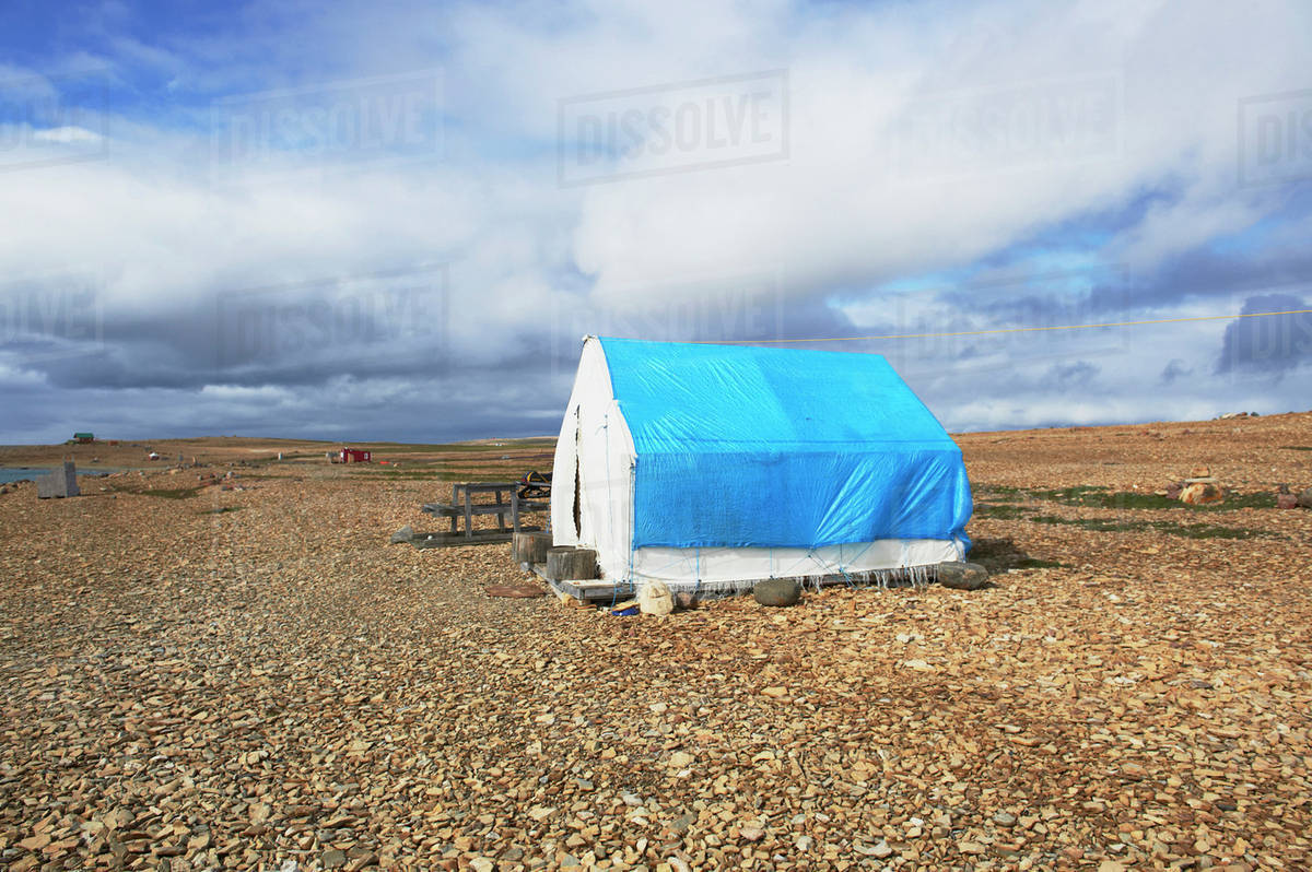 Summer tent, Western Arm, shore of Arctic Ocean, near Cambridge Bay; Nunavut, Canada - Royalty ...