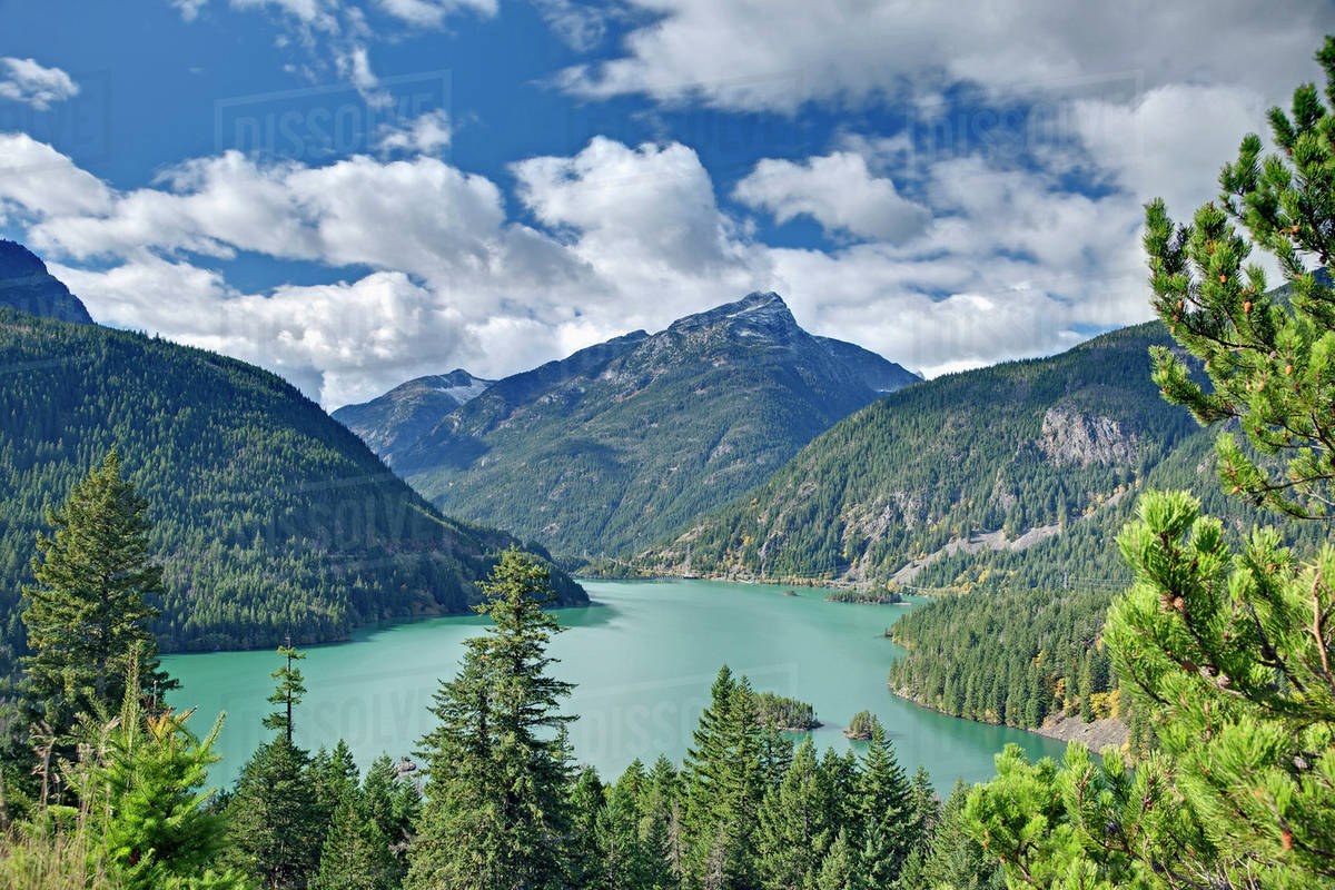 Diablo Lake, a reservoir in the North Cascade mountains of Northern ...