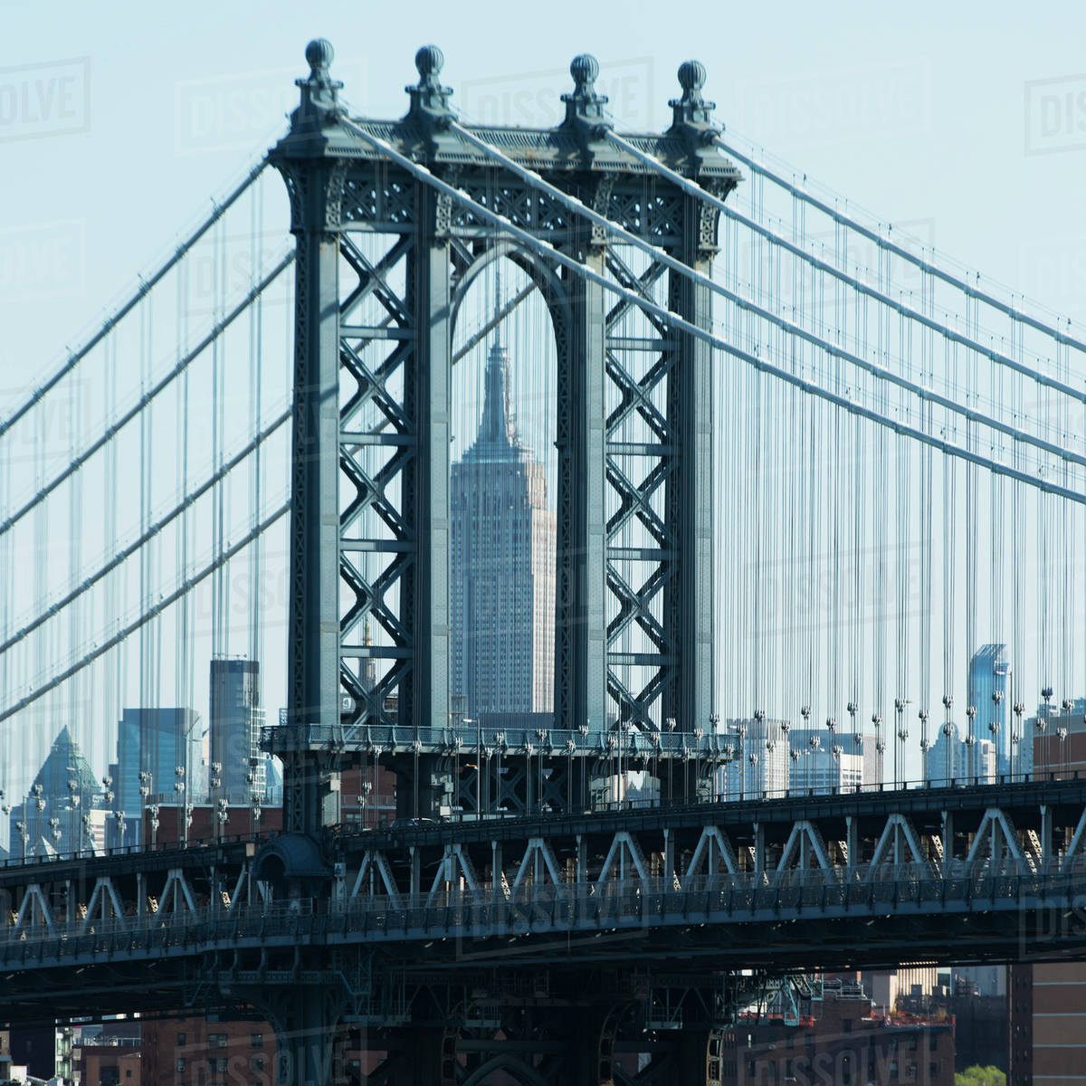 Williamsburg Bridge and Empire State Building; New York City, New York ...