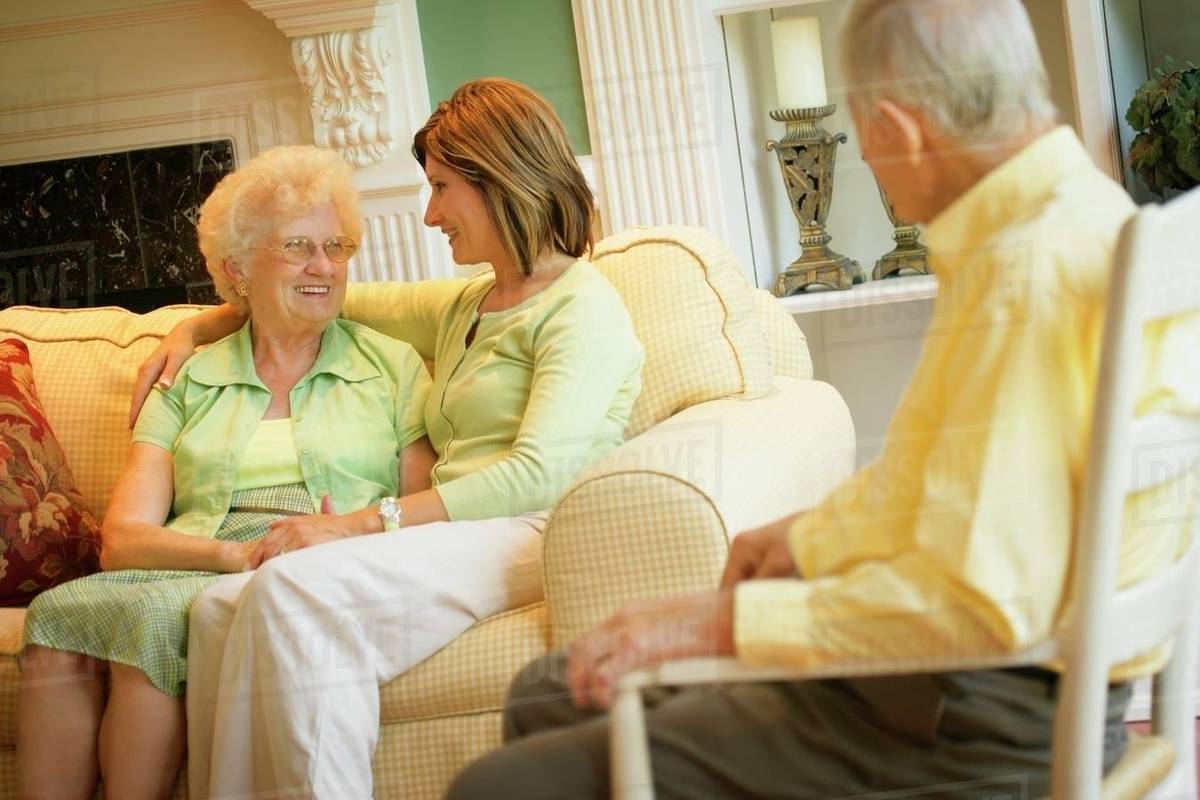 Woman Visits Her Parents - Royalty-free Stock Photo | Dissolve