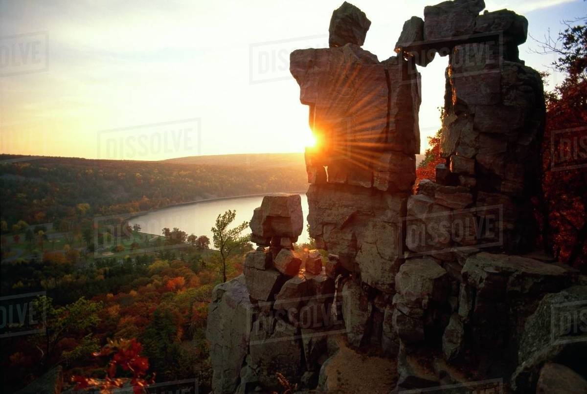 Devil's Lake State Park At Sunset - Stock Photo - Dissolve