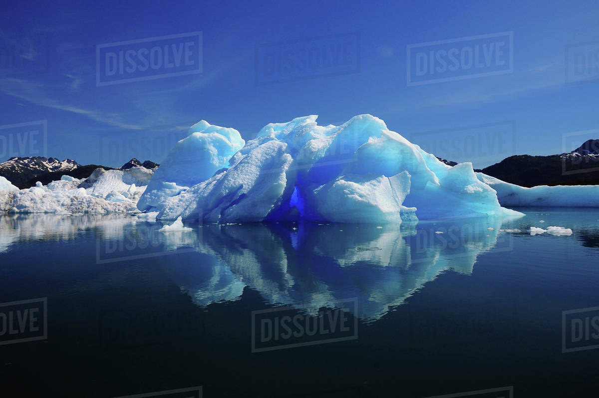 Blue Iceberg From The Columbia Glacier Reflects In Prince William Sound ...