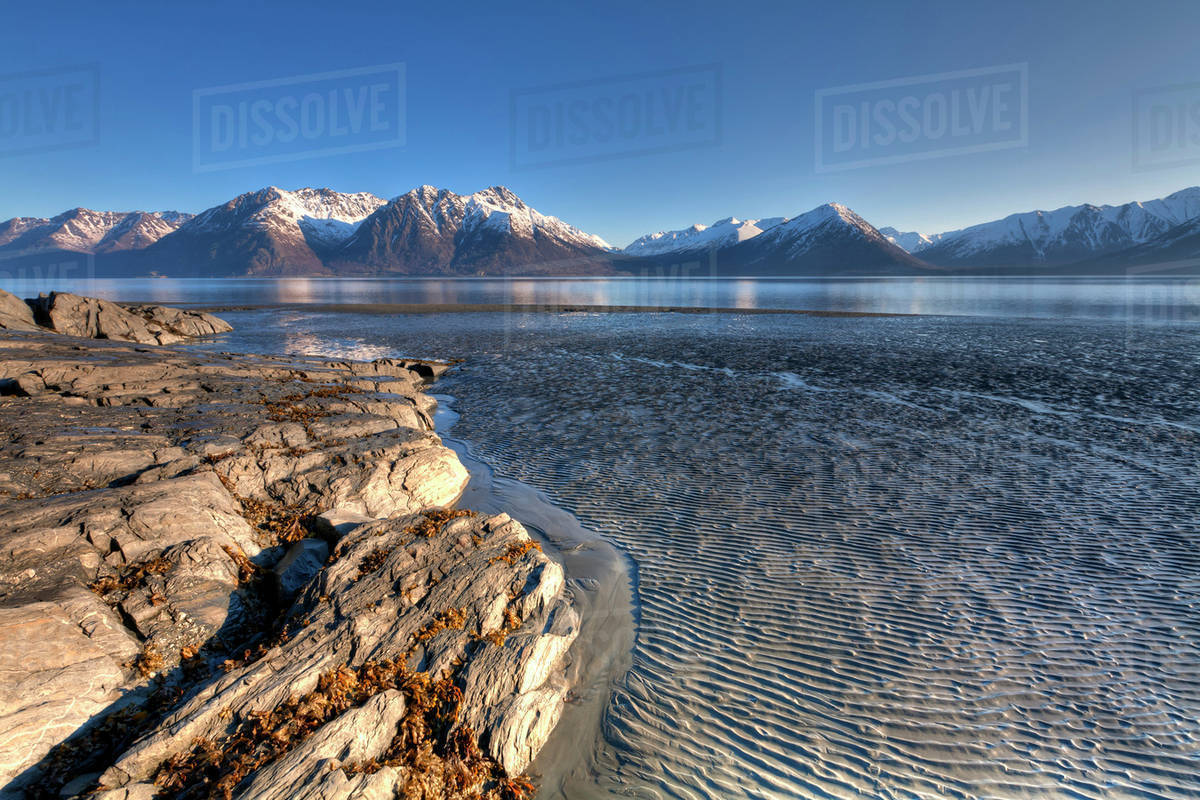 Scenic View At Low Tide Of Mud Flats At Turnagain Arm Near Hope, Kenai ...