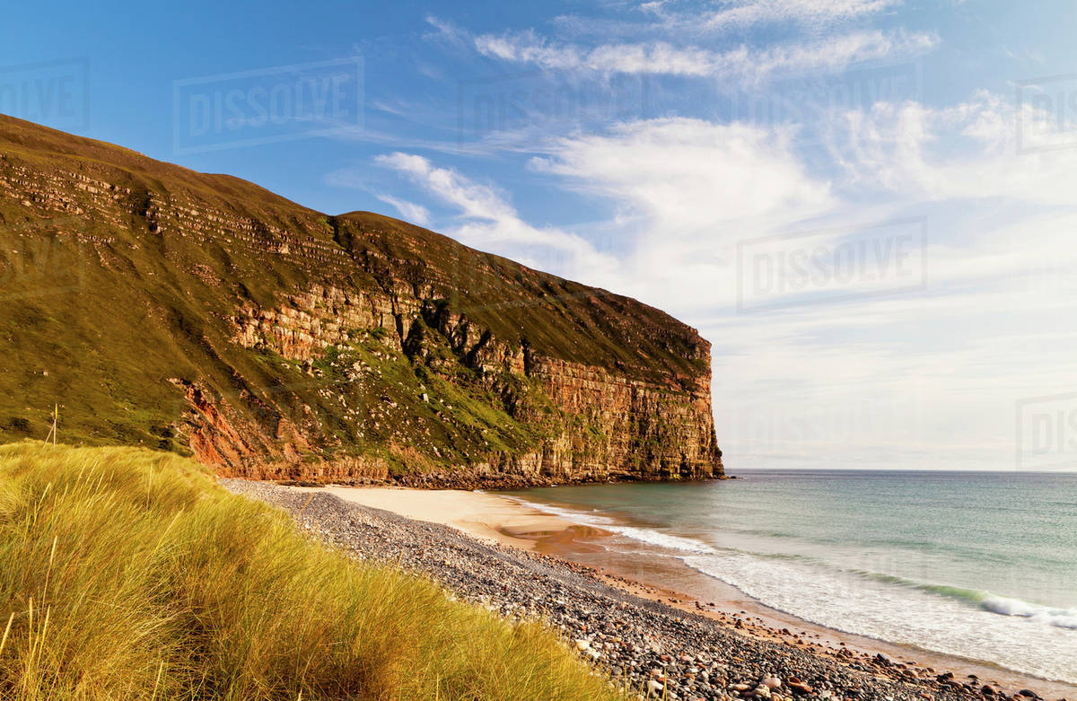 Cliffs along the coast of Orkney Islands, Rackwick; Orkney, Scotland ...