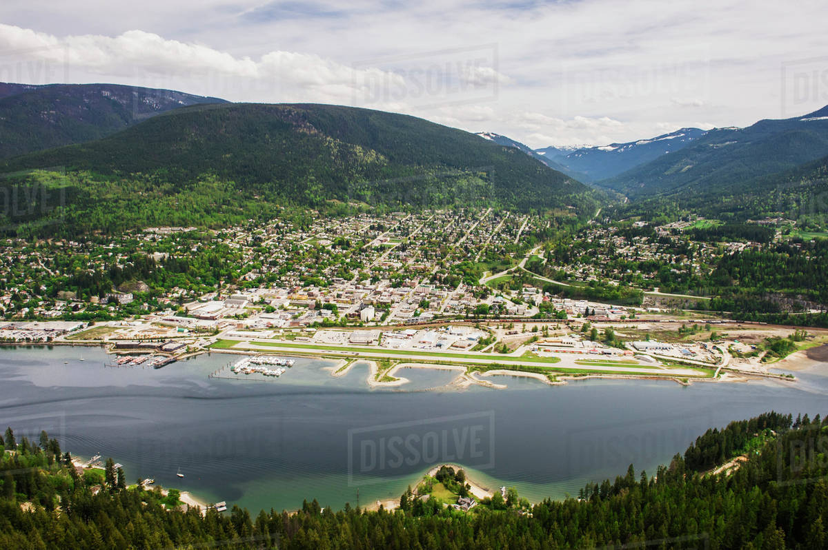 View of the town of Nelson from Pulpit rock; Nelson, British Columbia ...