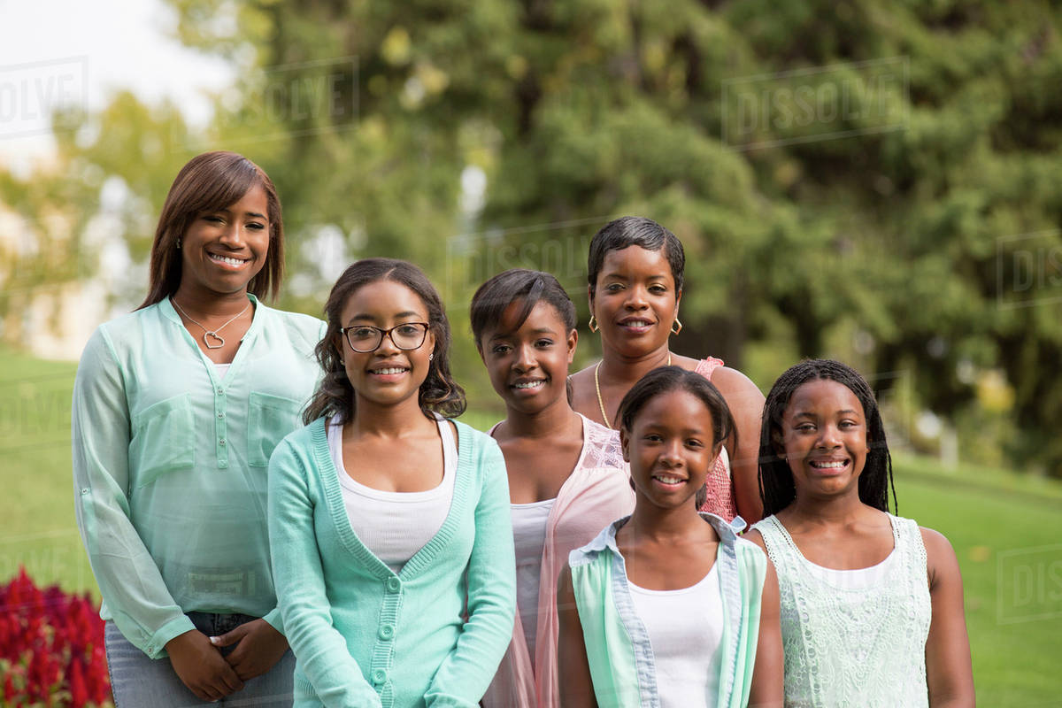 Portrait of a mother and her five daughters; Edmonton, Alberta, Canada ...