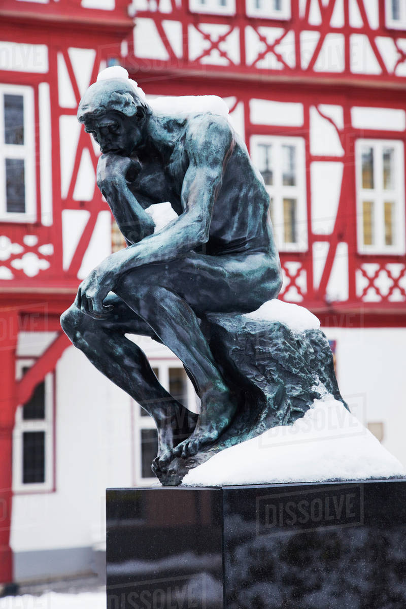 A statue of a contemplative man; Nassau, Rheinland-Pfalz, Germany ...