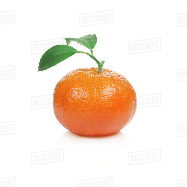 Orange with stem and leaves - Royalty-free Stock Photo | Dissolve