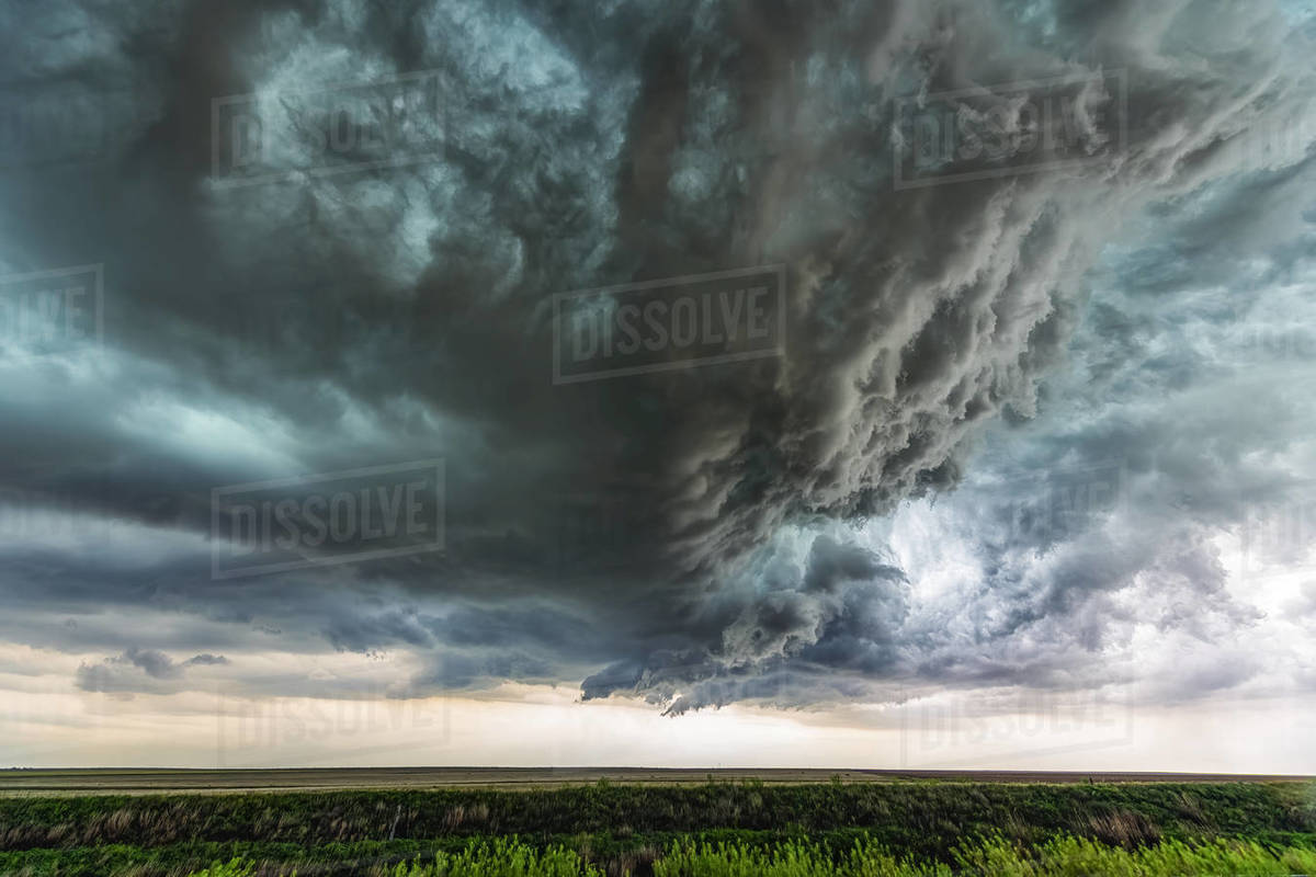 Supercell thunderstorm clouds show off the power of mother nature. Massive clouds build and ...