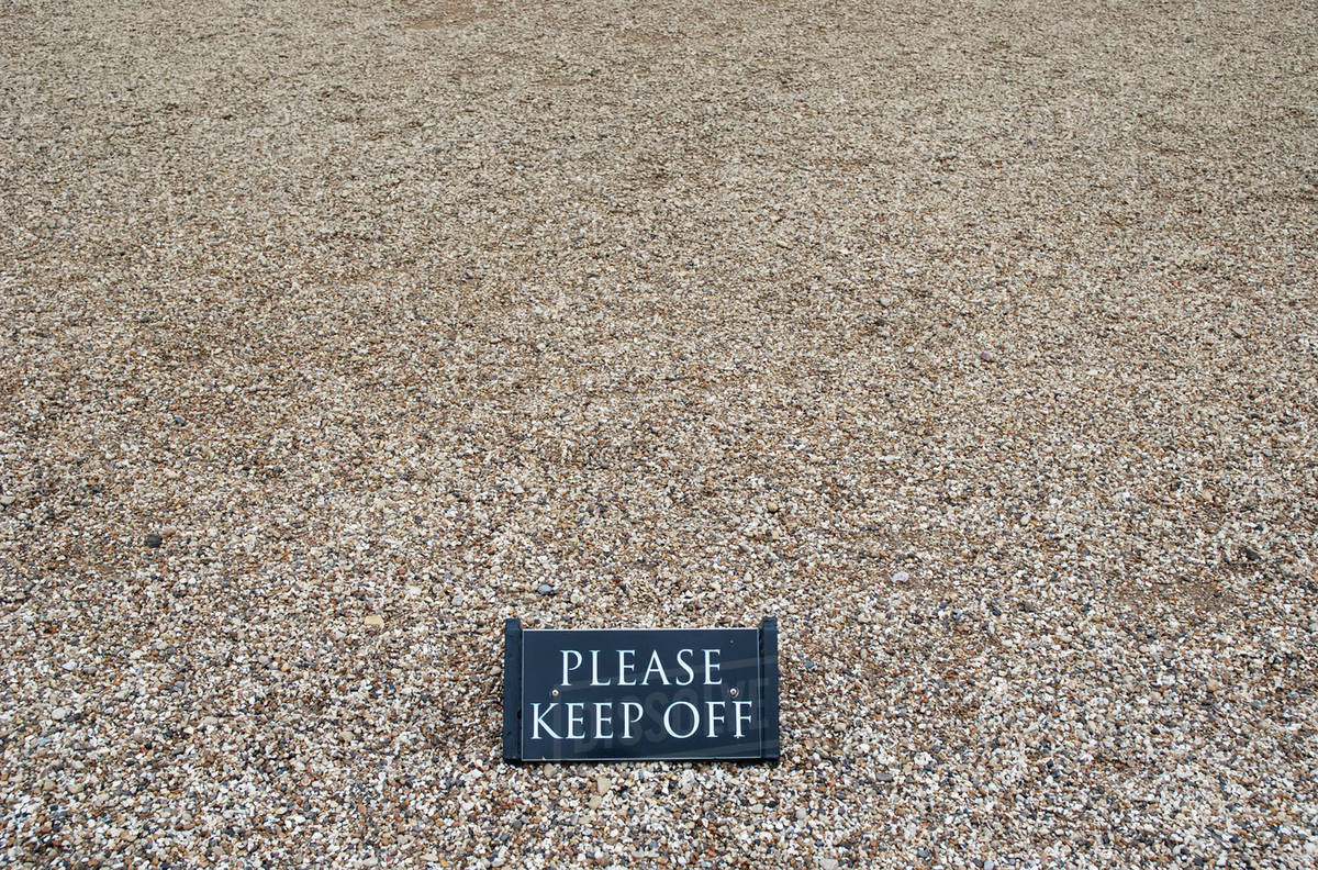 Keep off sign over pebbles at blenheim palace;Woodstock, oxfordshire ...