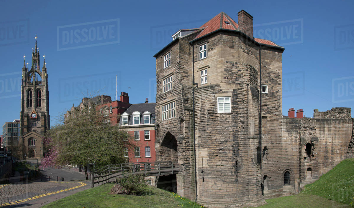 Black gate of newcastle castle;Newcastle tyne and wear england - Stock ...