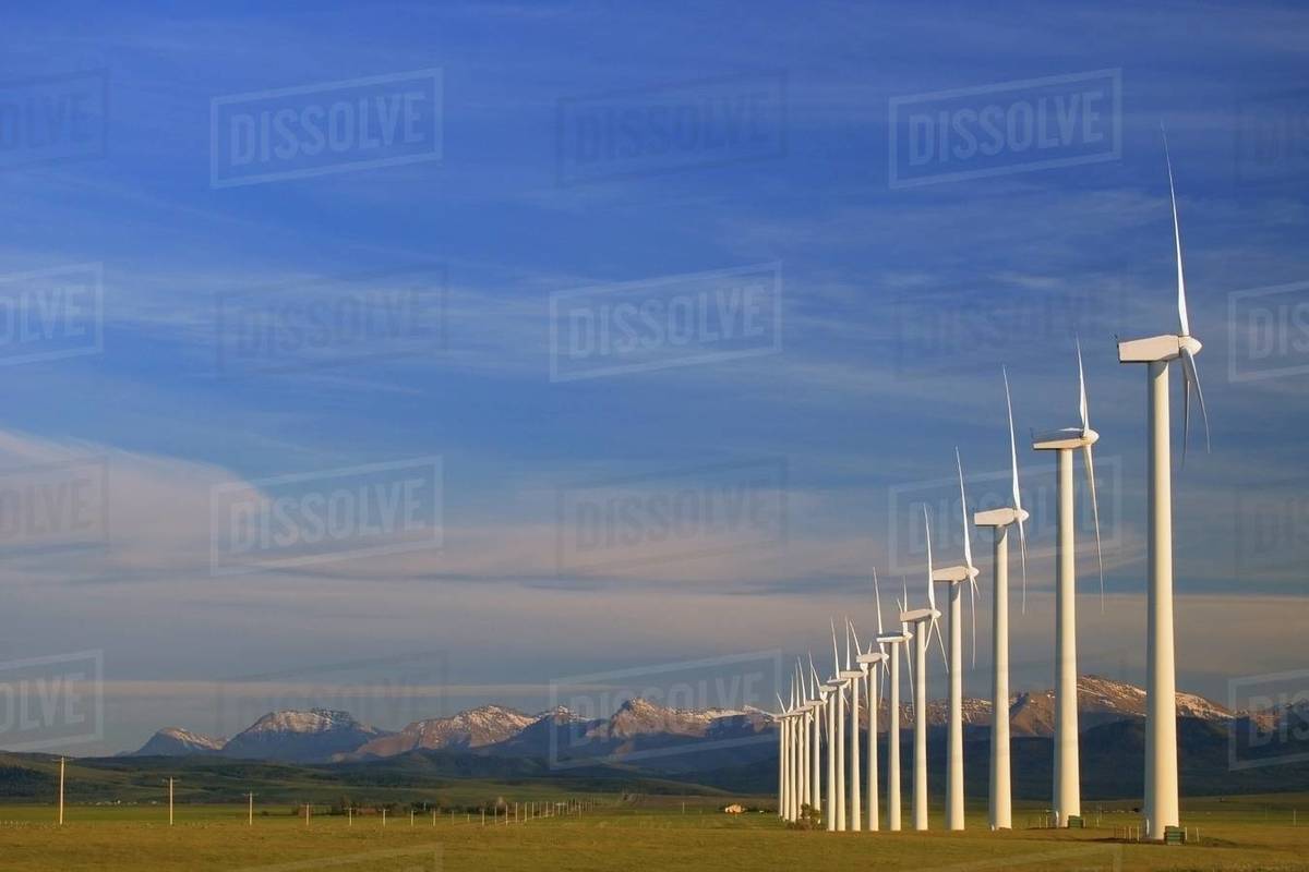 Row Of Wind Turbines, Alberta, Canada - Royalty-free Stock Photo | Dissolve