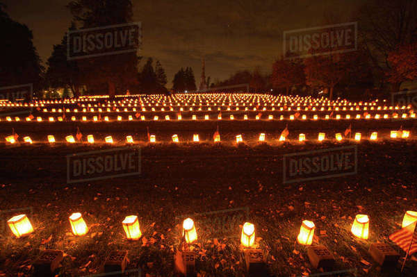 Illuminated lanterns at the anniversary celebration of Lincoln's ...