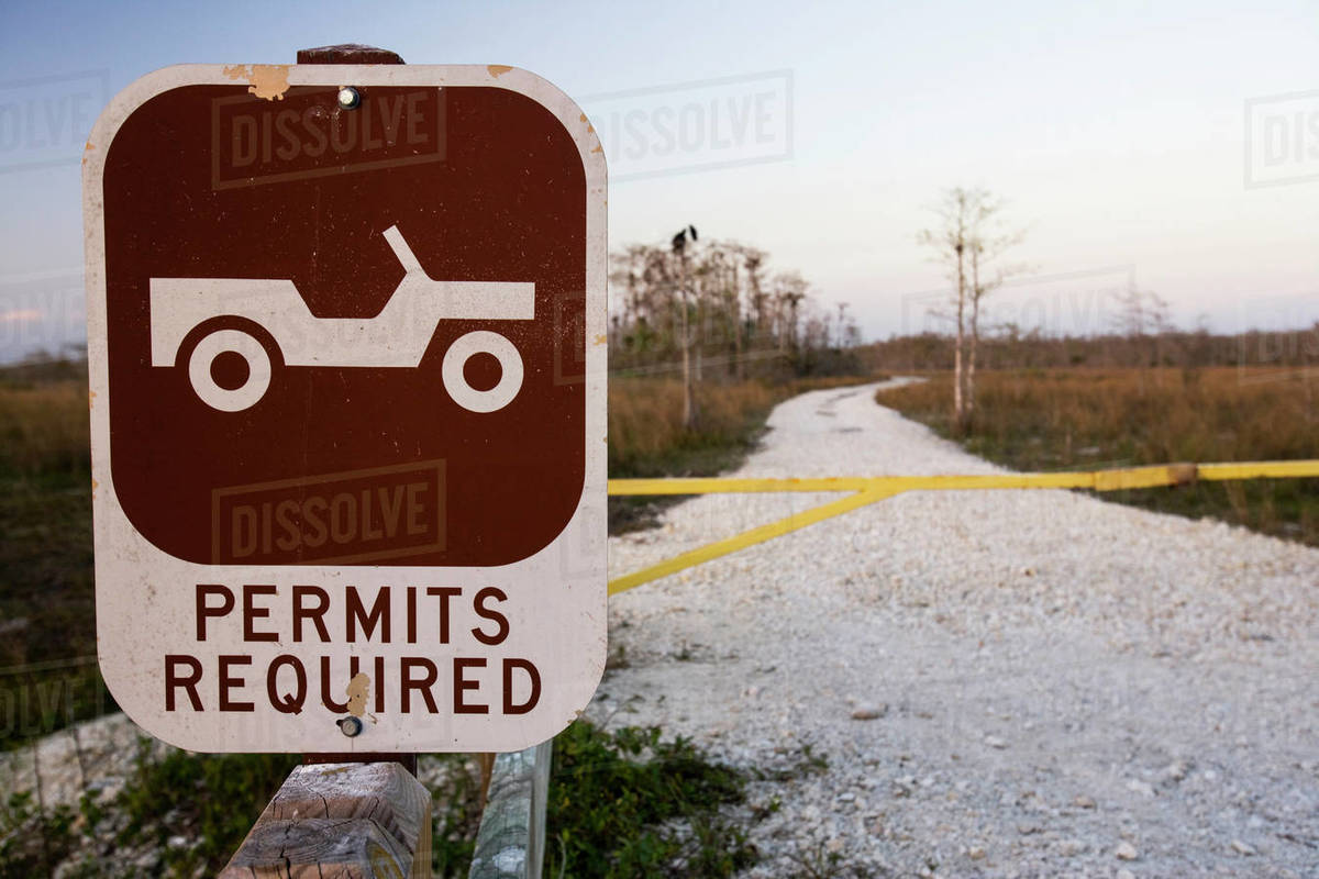 'Permits Required' sign at Big Cypress National Preserve in Florida ...