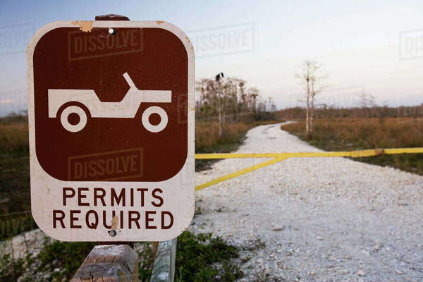 'Permits Required' sign at Big Cypress National Preserve in Florida ...