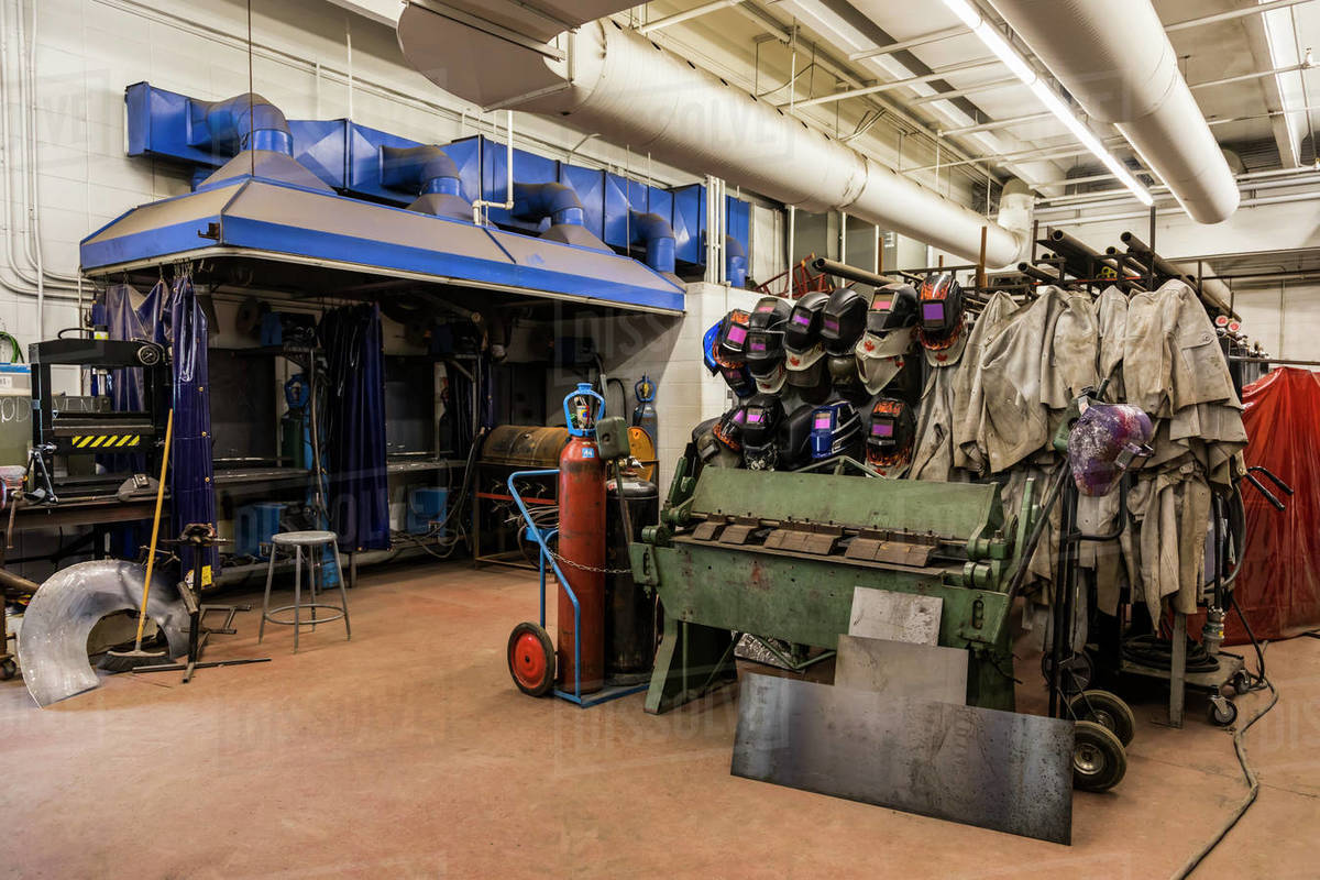 Welding shop in a recently renovated and upgraded rural high school ...