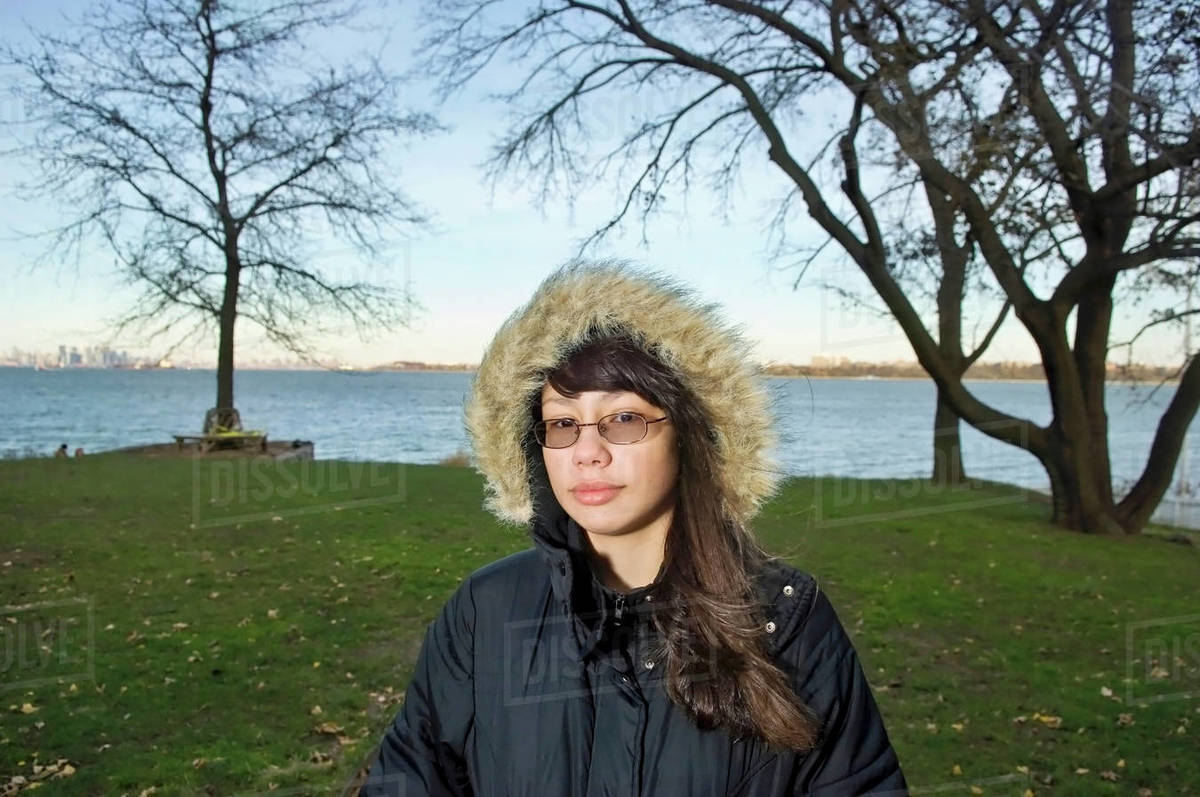 Teenage girl enjoys a nice fall day in Staten Island, NY; Staten Island ...