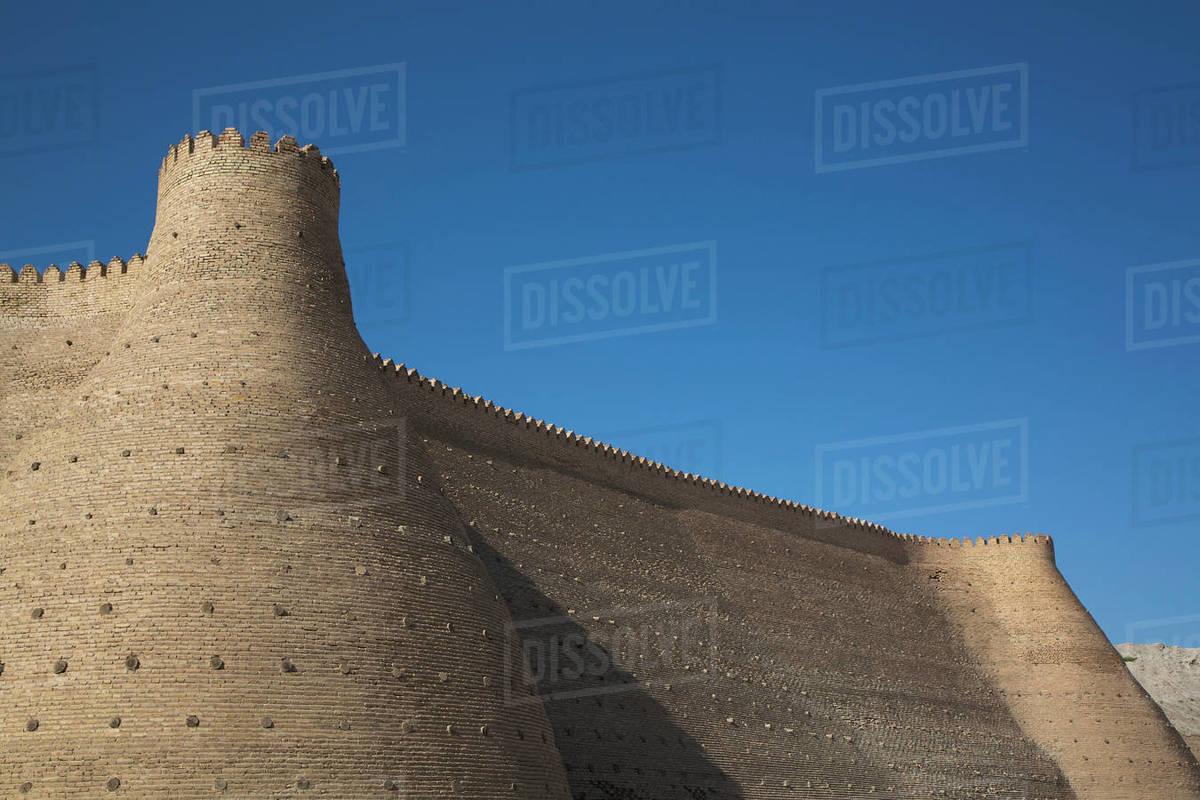 Fortress wall of the Ark of Bukhara in Uzbekistan; Bukhara, Uzbekistan ...