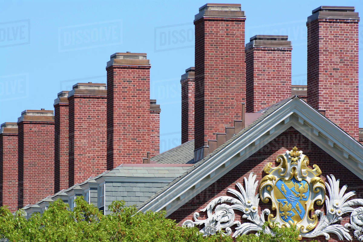 Roof and chimneys of Harvard University's Dunster House dormitory ...
