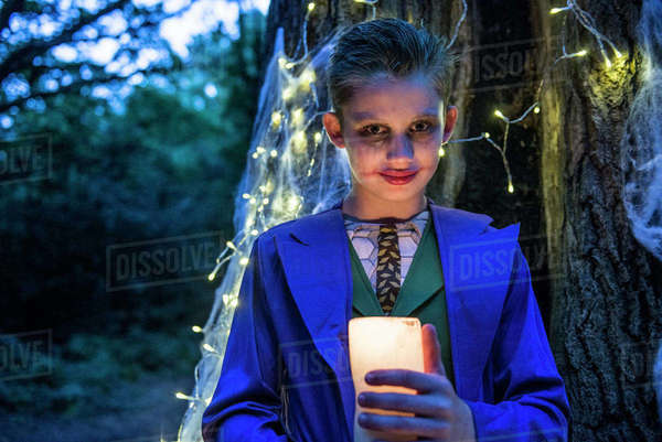 A boy dressed in costume for Halloween Night. - Stock Photo - Dissolve