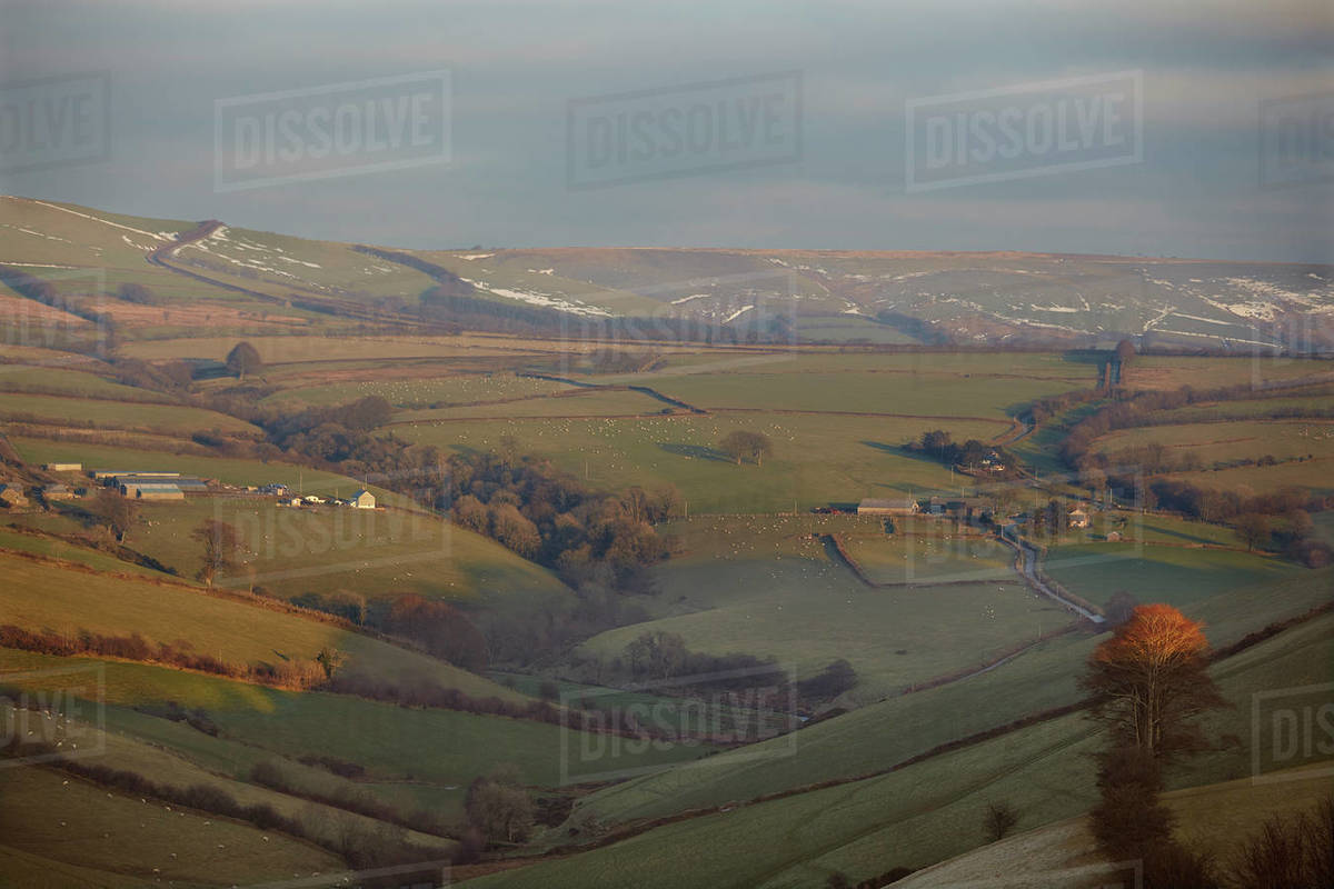 The hills of Challacombe Common in early winter, near Blackmoor Gate ...
