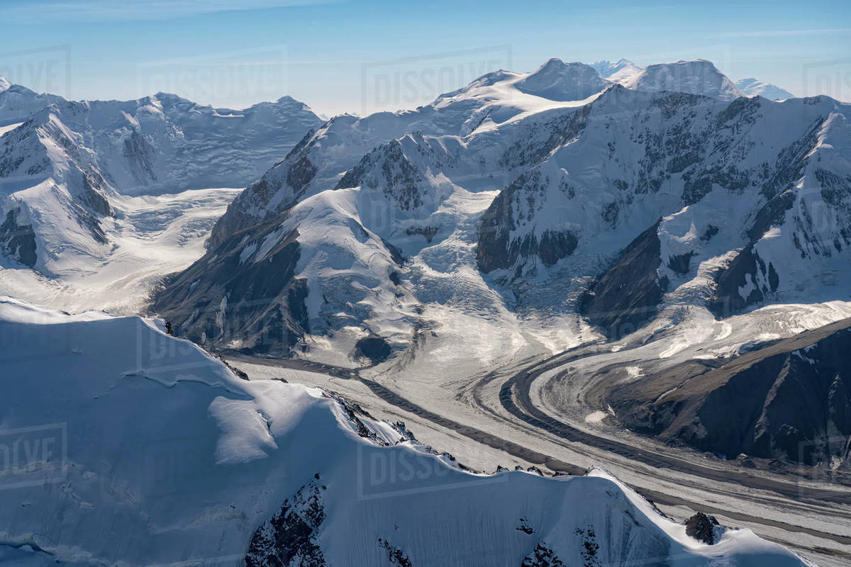 Aerial view of the stunning landscape of Kluane National Park in the ...