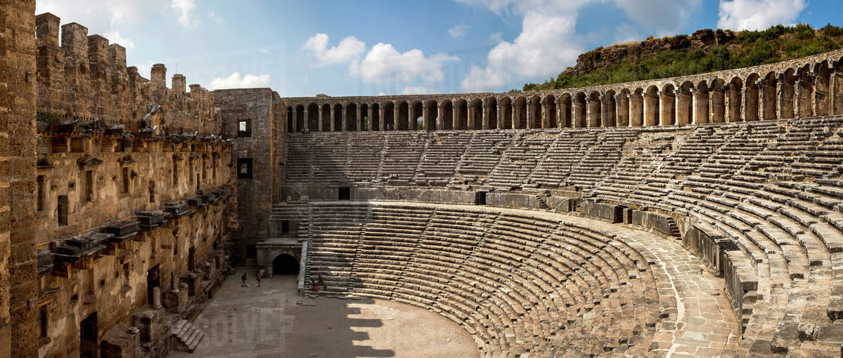 The Roman amphitheatre at Aspendos, near Antalya, Turkey.; Aspendos ...
