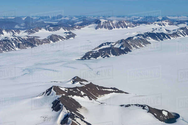 Aerial of ice cap, Spitsbergen Island, Svalbard, Norway. - Royalty-free ...