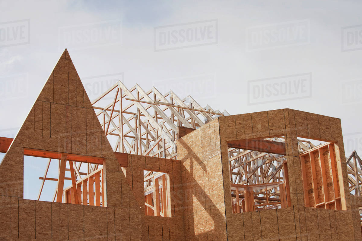 Front View Of New Home Construction During Framing Stage; St. Albert ...