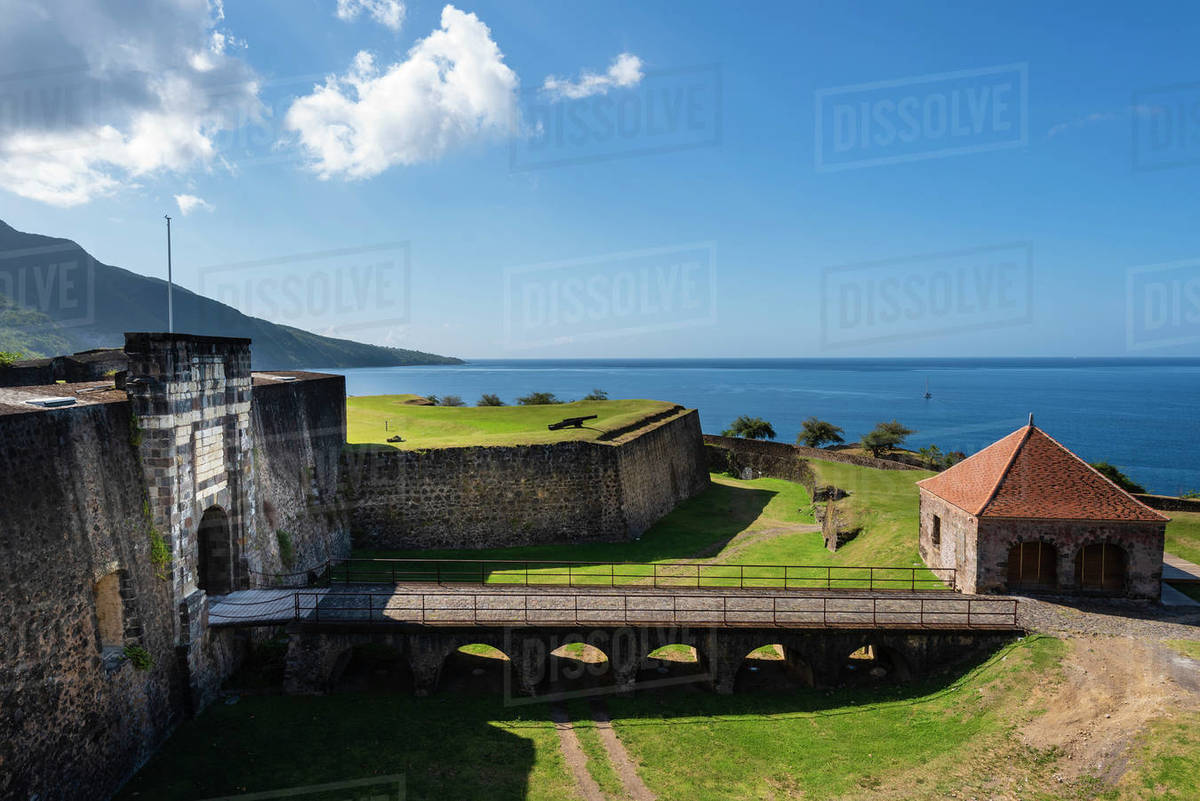 Drawbridge, bastion and guardhouse at Fort Louis Delgres; Basse-Terre ...