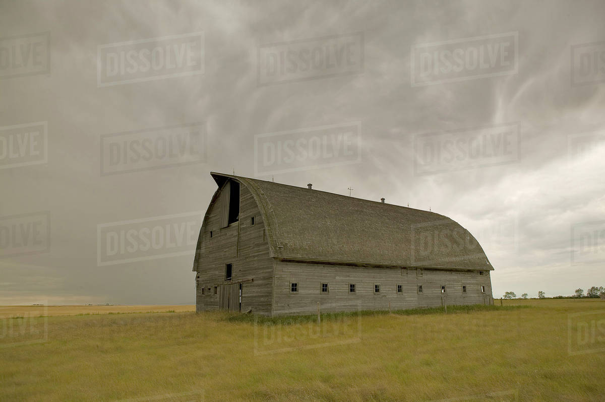 Large Unpainted Barn On The Prairies, Ceylon, Saskatchewan - Royalty ...