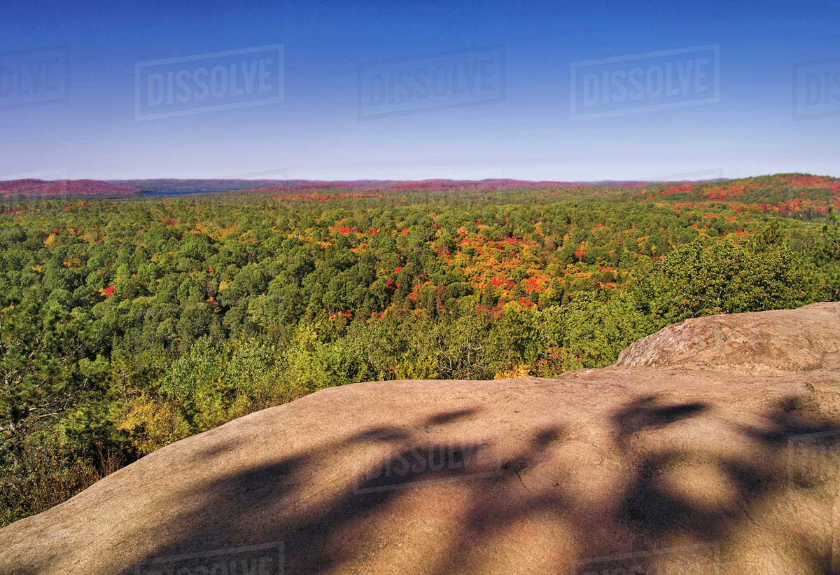 Granite Bluffs With Balsam Fir Tree Shadows Overlook A Mixed Forest ...