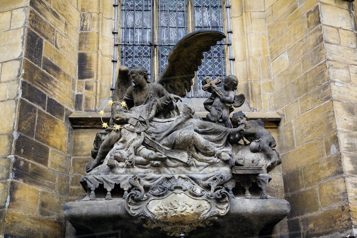 Statue On An Exterior Wall Of The 14Th Century Gothic Style Facade Of ...